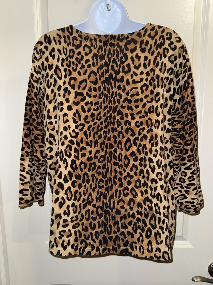 Leopard Print Women's Top Jones NY Signature Silk Blend Size XL | eBay