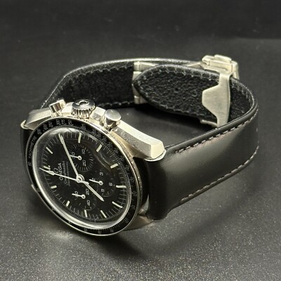 Omega Speedmaster Seamaster Black Genuine Leather Watch Strap ...