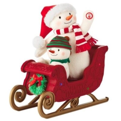 2016 Hallmark Twinkling Sleigh Ride Interactive Techno Plush Snowmen ...