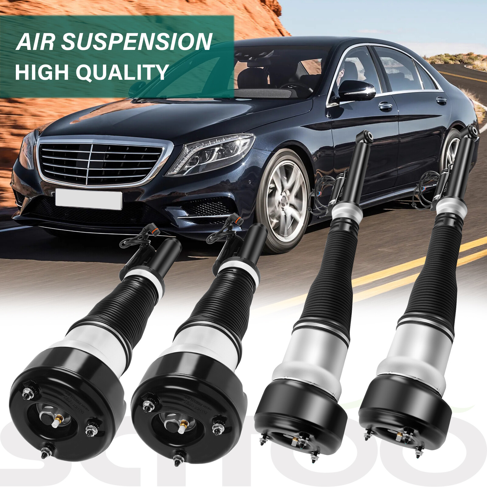 2 Pairs Front + Rear Air Suspension Struts For Mercedes W221 S500 S550 ...