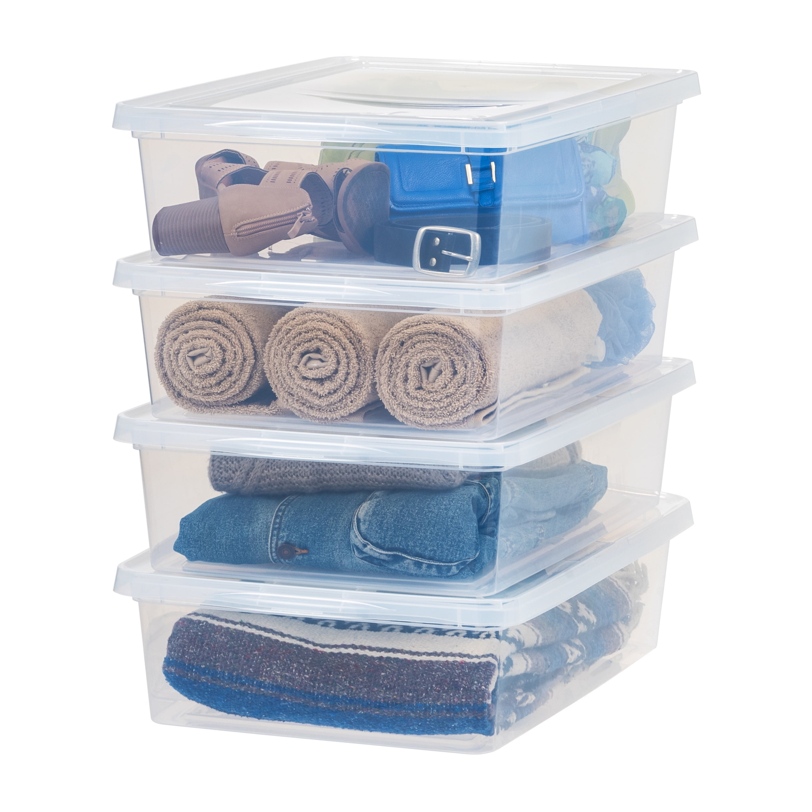 28 Qt. Plastic Storage Bins with Lids, Clear, Stackable Totes ...