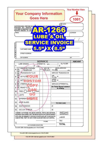 LUBE & OIL INVOICE CUSTOM PRINTED 2 or 3 Part Carbonless Forms | eBay