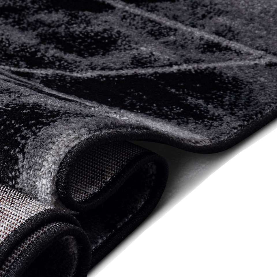 MODERN DESIGN RUG BLACK GREY SOFT LARGE LIVING ROOM FLOOR BEDROOM ...