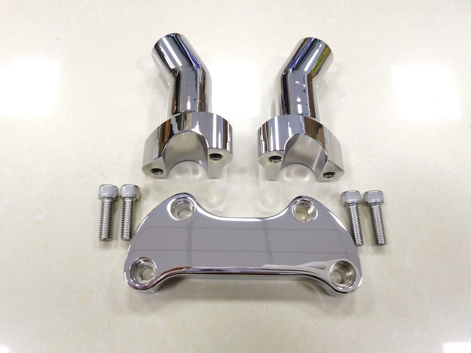 Chrome 4" tall Handlebar Risers Top Clamp For Harley Fat Boy Heritage ...