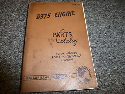 Caterpillar Cat Model D375 Engine Parts Catalog Manual Book S/N 16B1 ...
