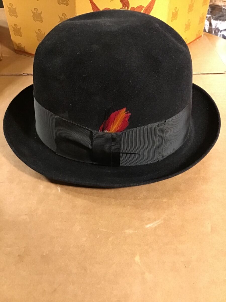 Vintage 1950's KNOX CUSTOM Fedora Black Hat Black Band w Vintage 1950's KNOX CUSTOM Fedora Black Hat Black Band w