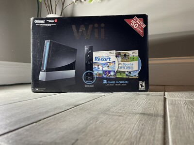 Nintendo Wii Black Console Bundle w/ a Wii Sports + Wii Sports Resort ...