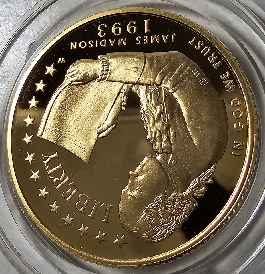 1993 W Liberty James Madison Bill Of Rights Proof Commemorative $5 Gold ...