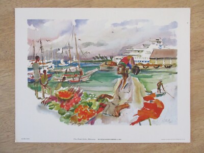 Print of watercolour by Cecile Ryden Johnson "Fruit Seller, Bahamas" No ...