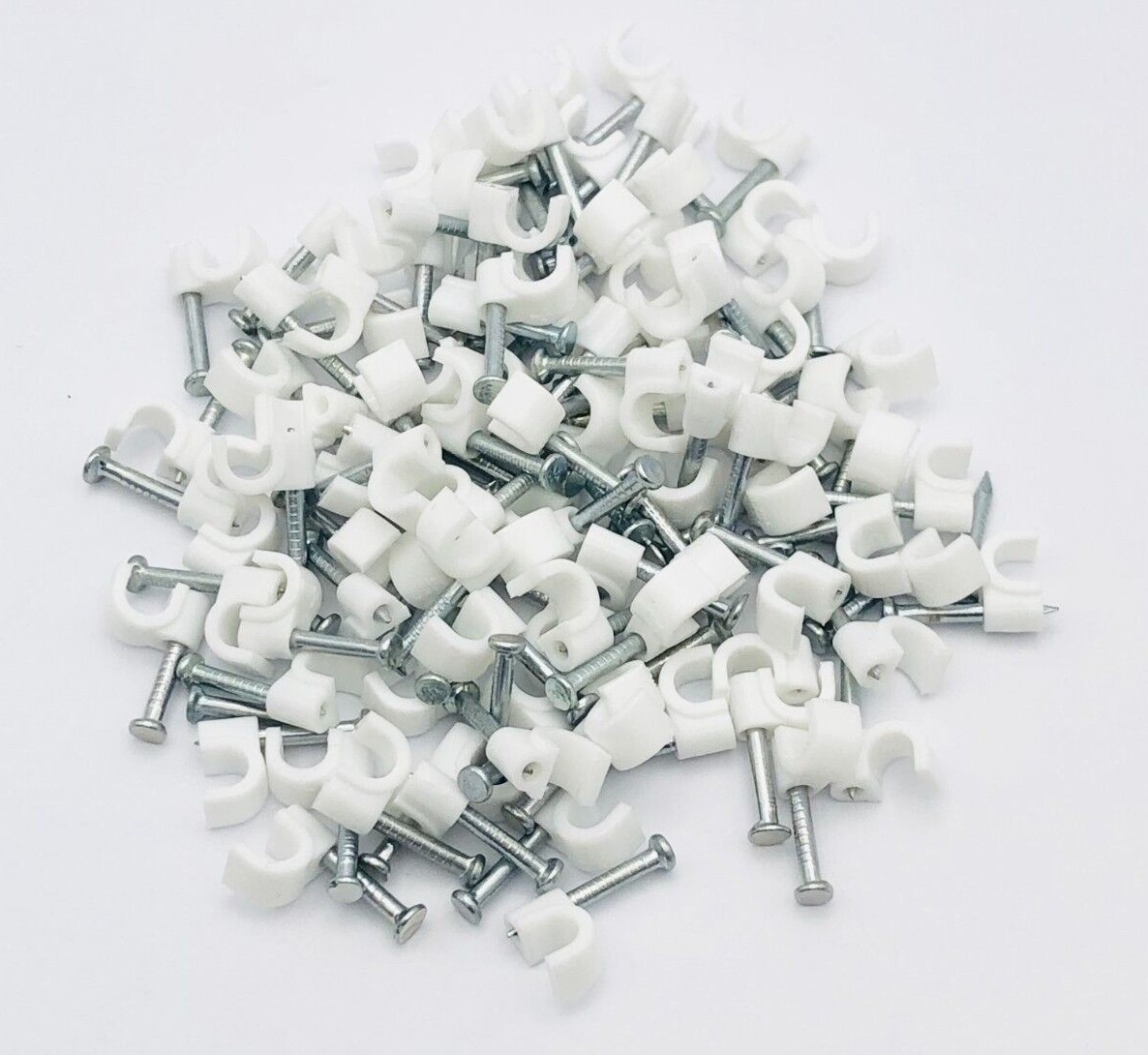 White Round Cable Clips Heavy Duty Fixing Nails white Round Wire Clips ...