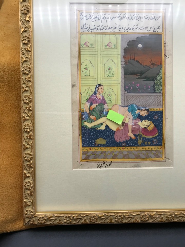 ANTIQUE Mughal Miniature Paintings INDIAN KAMASUTRA EROTIC ART Framed ...