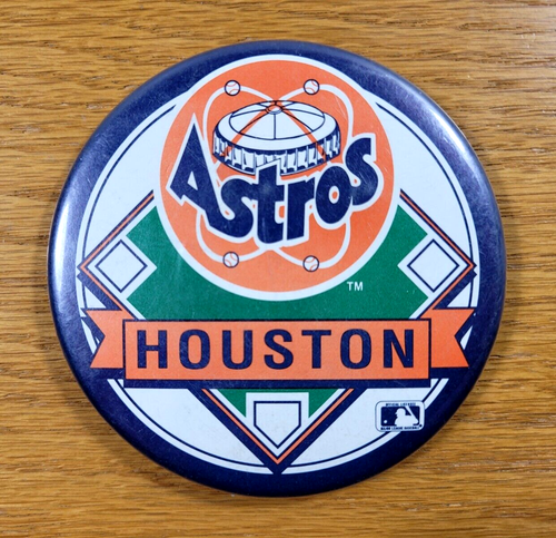 Houston Astros Pinback Button Vintage Orange Blue Round Badge Pin MLB ...