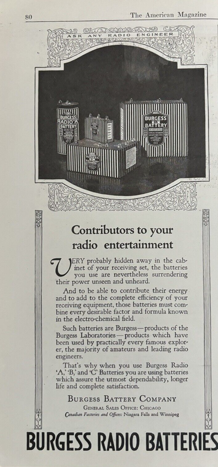 1920s Burgess Radio Batteries Engineer A B & C Type Entertainment VTG ...