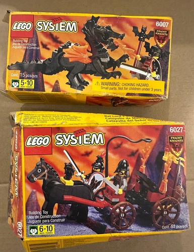 Vtg Lego Castle 6007 & 6027 Fright Knights Bat Lord's Catapult Boxes ...