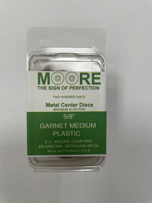 EC MOORE PLASTIC GARNET DISC 5/8" BRASS CENTER DISC 200/pk MEDIUM GRIT ...