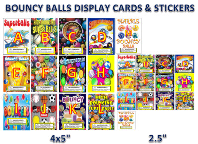 Bouncy Balls Display Cards Labels and Stickers Vending Machine | eBay