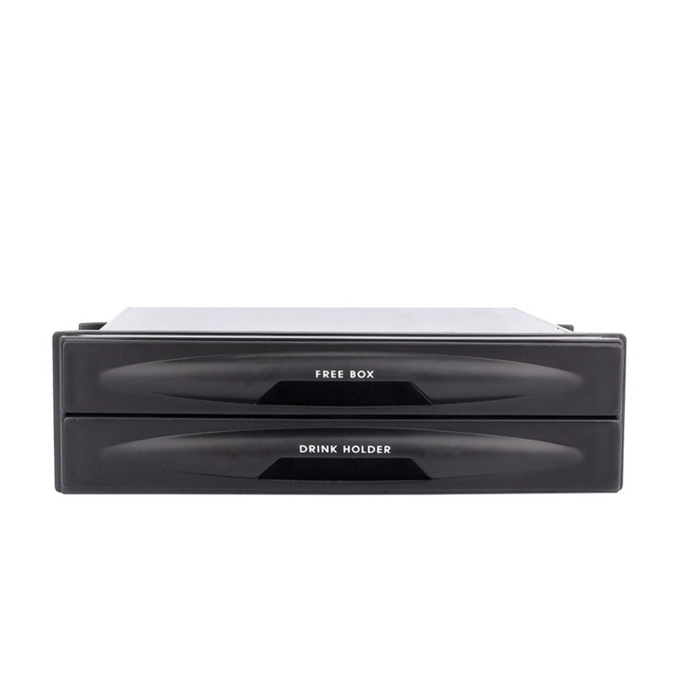 Black Double Din Dash Radio Installation Pocket Cup Holder Storage Box ...