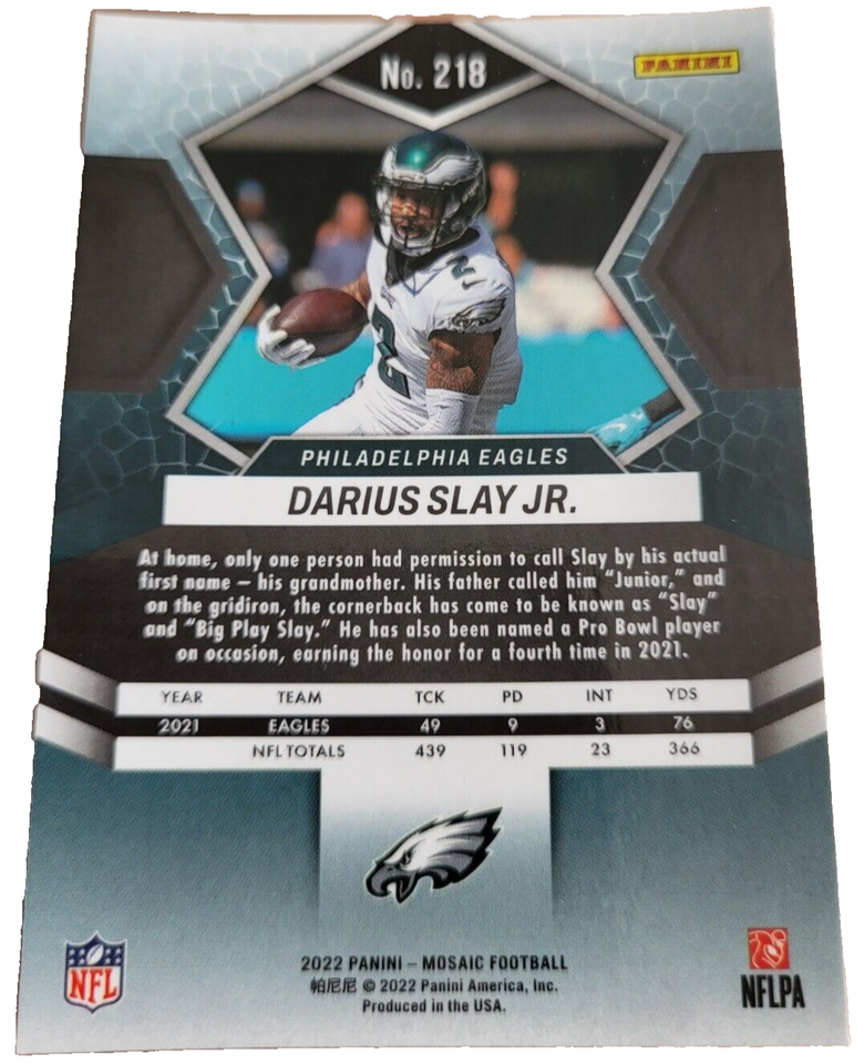 2022 Panini Mosaic Darius Slay Jr #218 Philadelphia Eagles Football ...
