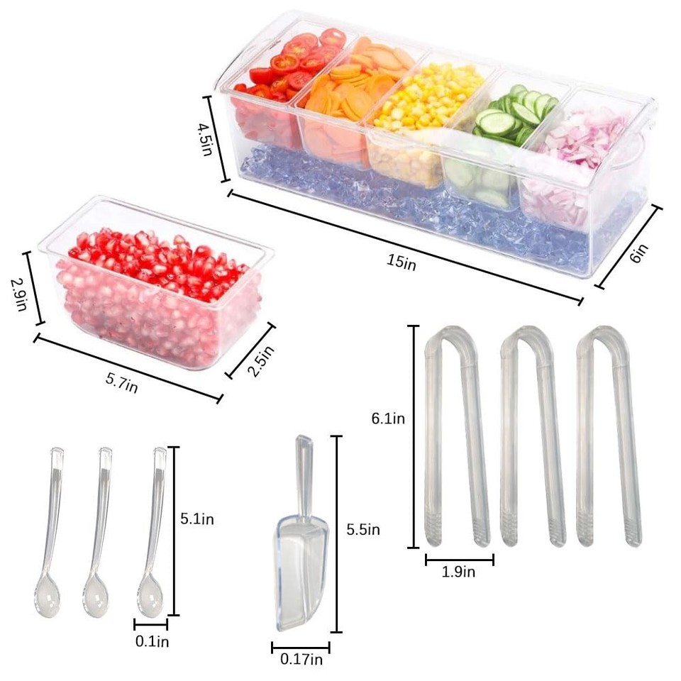 Condiment Containers Server with Lid,Ice Tray,Condiment Organizer ...