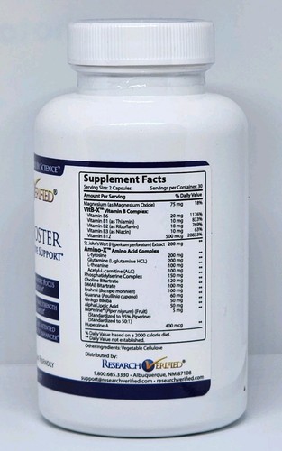 Research Verified Brain Booster Advanced Cognitive Support 60 Capsules ...