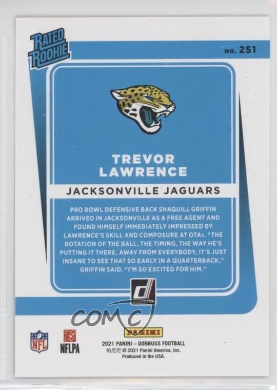 2021 Panini Donruss Rated Rookie Press Proof Red Trevor Lawrence #251 ...
