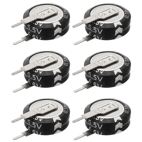 6 Pcs 5.5V Super Capacitors, 0.1F V-Shaped Button Capacitor, Black ...