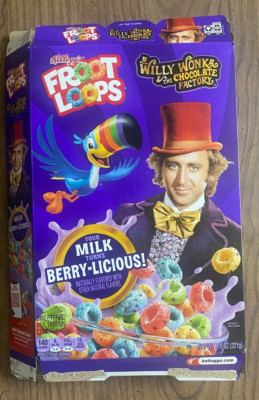 KELLOGG'S ~FROOT LOOPS~EMPTY FLAT CEREAL BOX-WILLY WONKA & THE ...