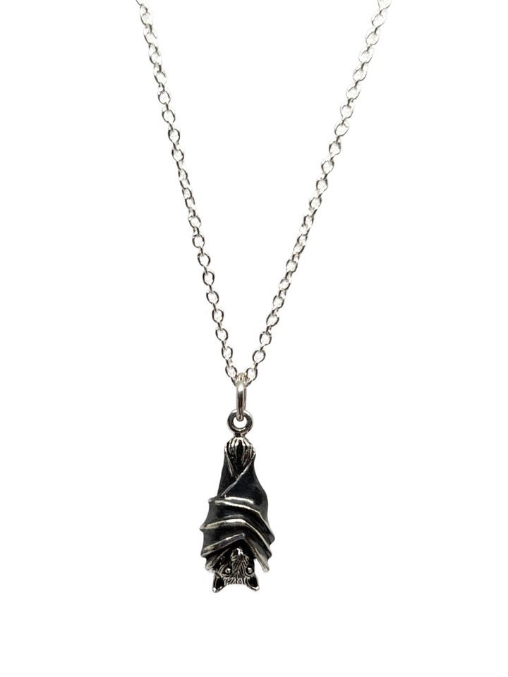 Bat Pendant Necklace 925 Silver Realistic Curse Nosferatu Vampire 18 ...