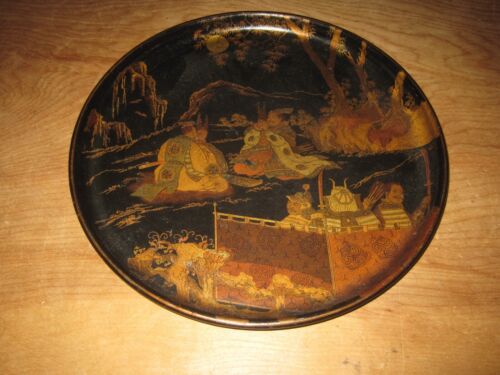 Japanese Samurai Musicians & Shogun 10" Gilt Lacquer Plate - Antique | eBay