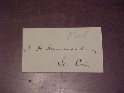 James Henry Hammond Autographed Signed Cut 1842 South Carolina Governor ...