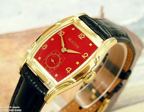 1957 Vintage BULOVA Fancy Case, Stunning RED Dial, Serviced & Warranty ...