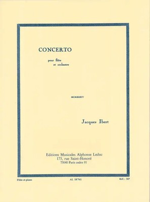 Jacques Ibert Concerto For Flute And Orchestra Buch Alphonse