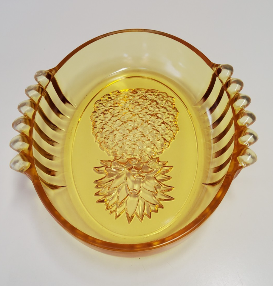 VINTAGE Tiara Indiana Glass Yellow Pineapple Serving Bowl | eBay