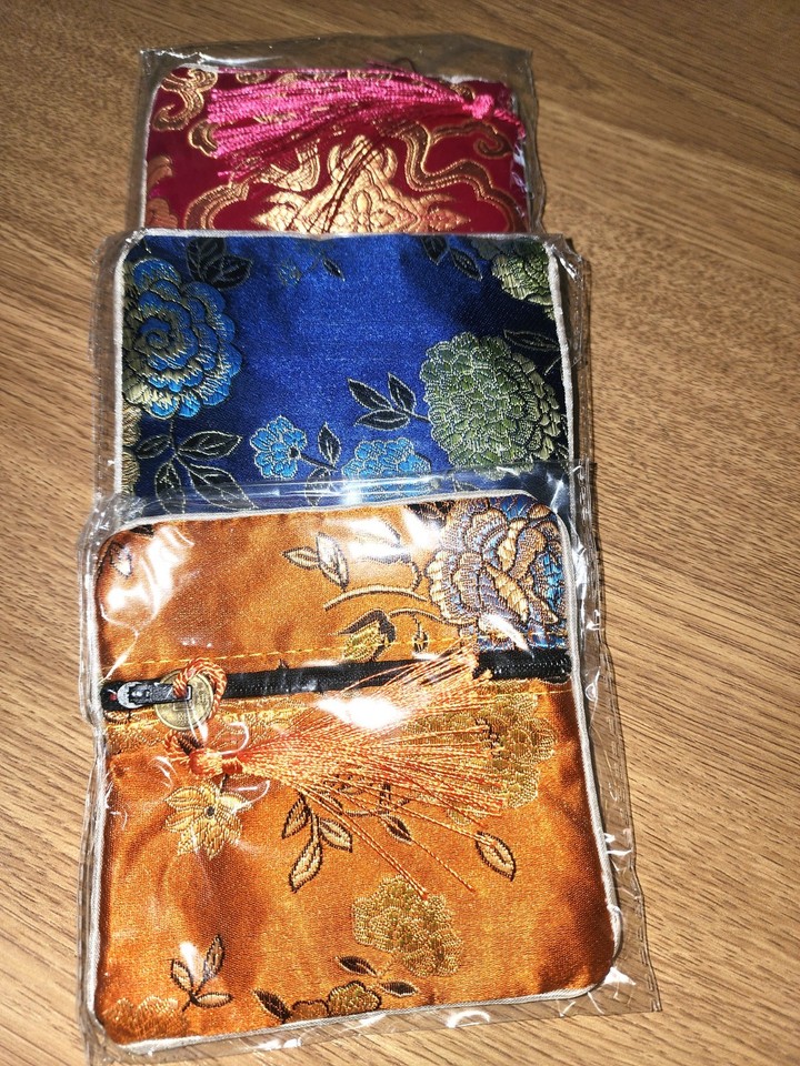 Chinese Silk Brocade Jewelry Gift Pouches 3-Pack Coin Bags | eBay