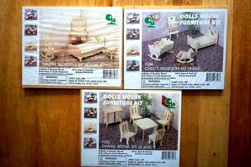 DOLLS HOUSE LOT OF THREE FURNITURE KITS/JAMES ALEX INC/NEW/FACTORY ...