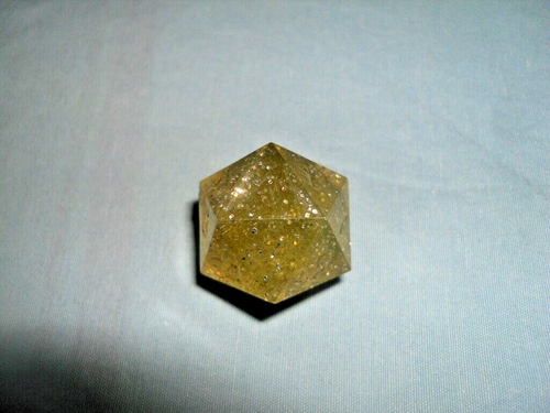 VINTAGE - GOLD-FLAKE GEM DICE D20 (RARE DBL-0 PROTOTYPE? D20 BY ...