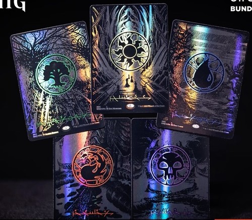 ALL 5 FOIL Oil Slick RAISED FULL Lands | MTG Phyrexia ONE | Magic ...