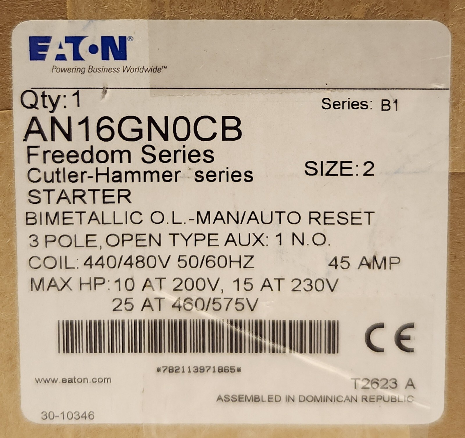 SEALED EATON CUTLER HAMMER AN16GN0CB 480 VAC Size 2 AN16GN0 Starter | eBay