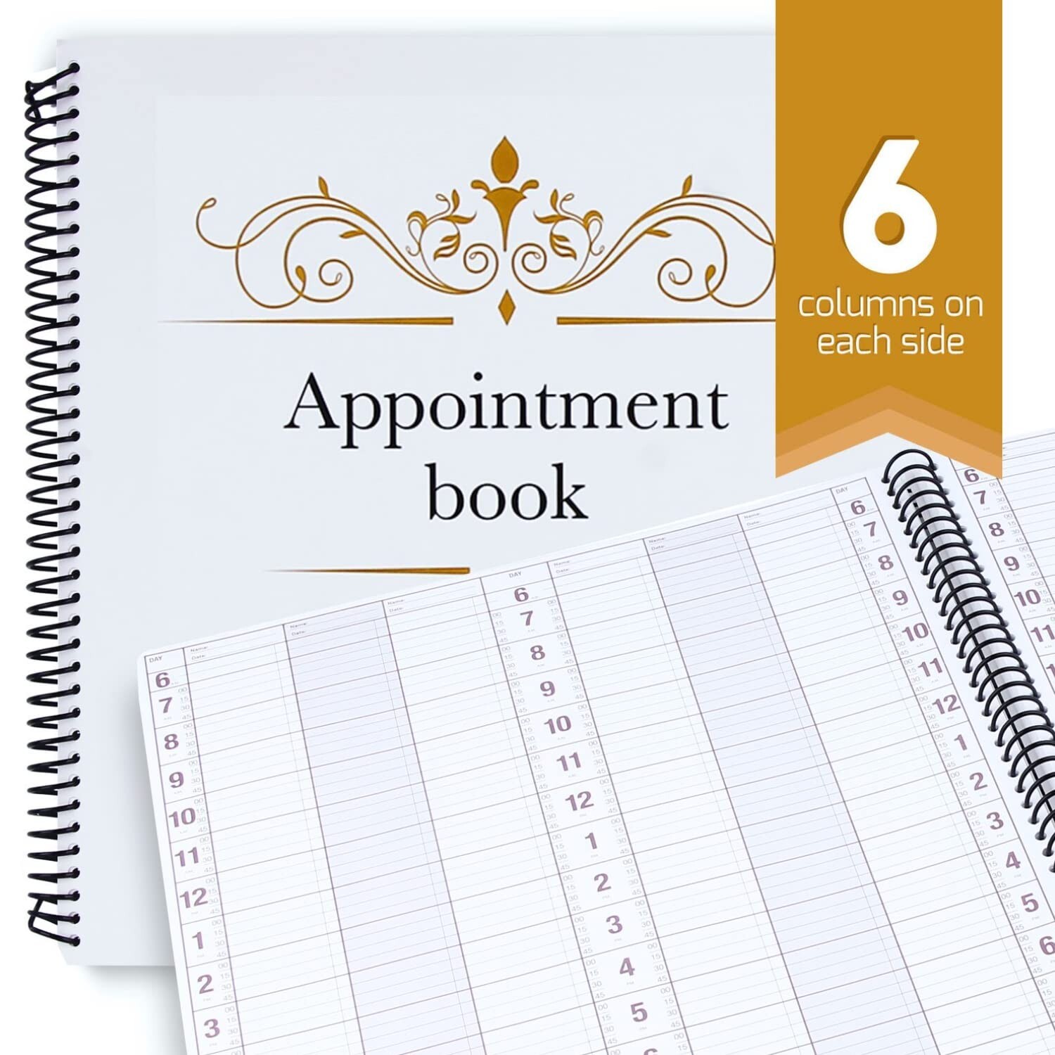Undated 6-Column Appointment Book - 200 Pages with Pen Holder: Hourly ...