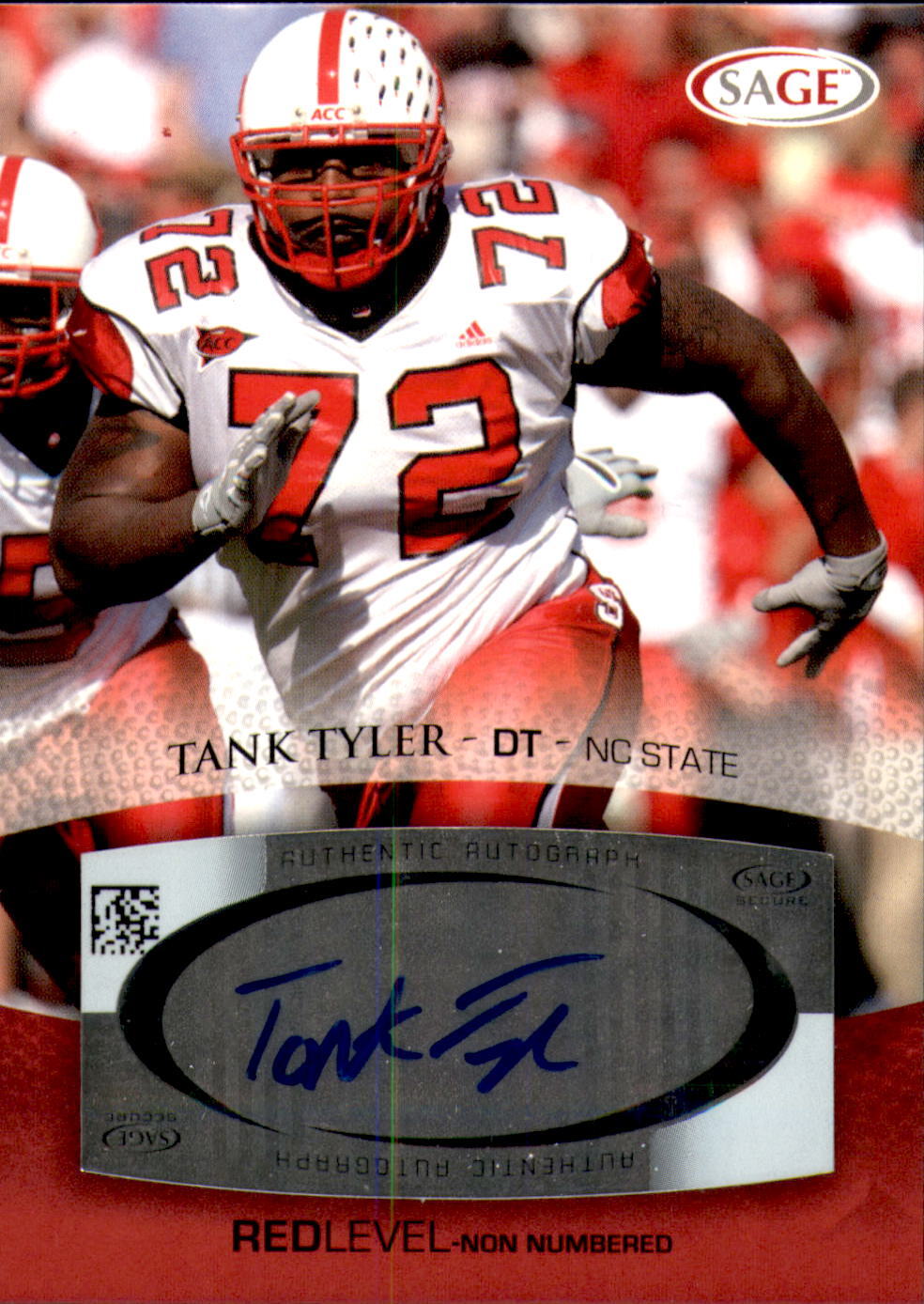 2007 SAGE Autographs Red #A56 DeMarcus Tank Tyler Auto Rookie RC Card ...