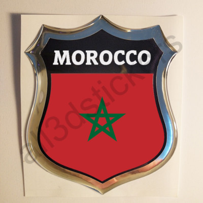 Autocollant Maroc Emblème Adhésif Maroc Drapeau 3D Résine Voiture Moto ...