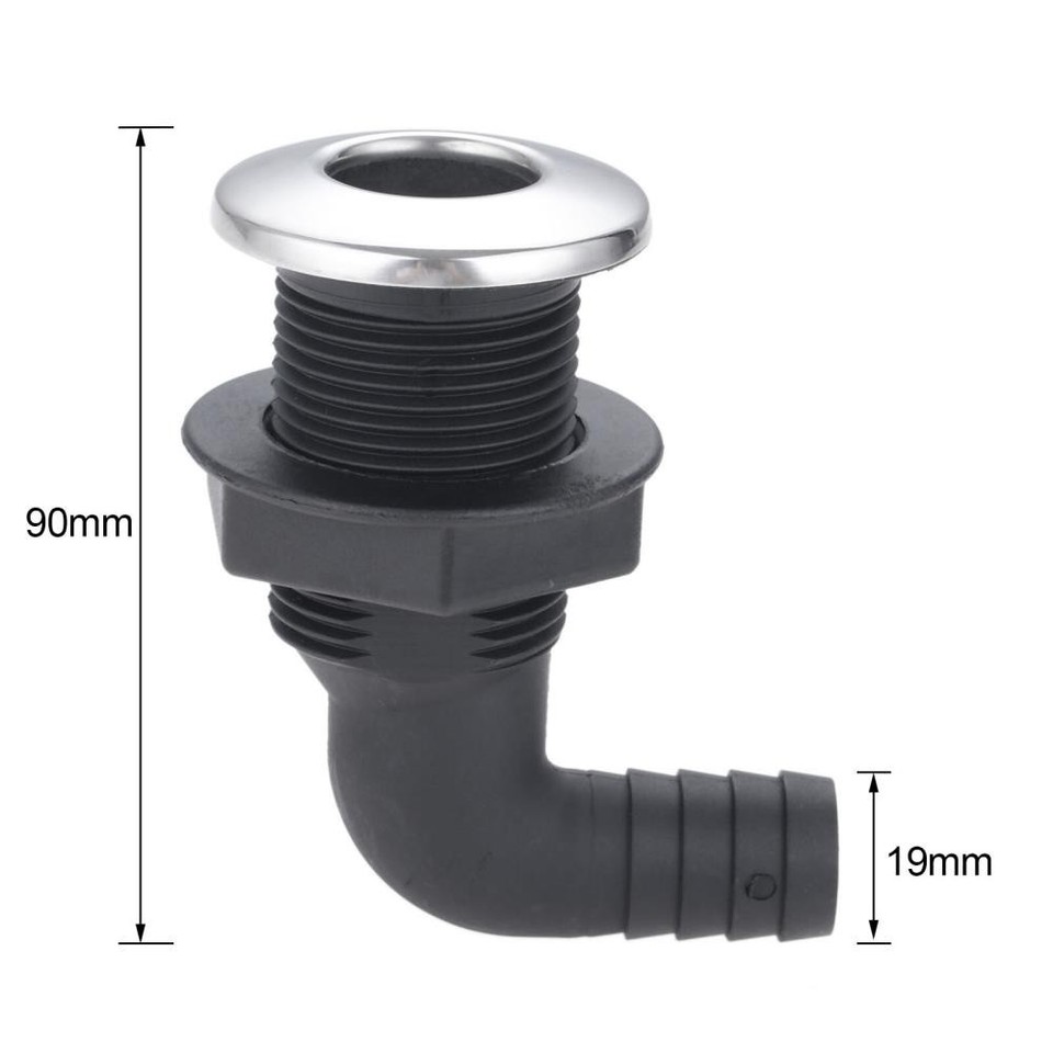 2Pcs 3/4 Inch Marine Thru-Hull Connector Hose Fitting with Steel Cover ...