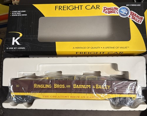 K-Line Ringling Brothers Circus. Wood Sided Gondola #16 W/ Equipment 6 ...