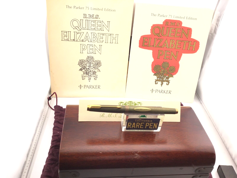 Parker 75 RMS QUEEN ELIZABETH BRASS Fountain Pen LE5000 YEAR 1977 NEW ...