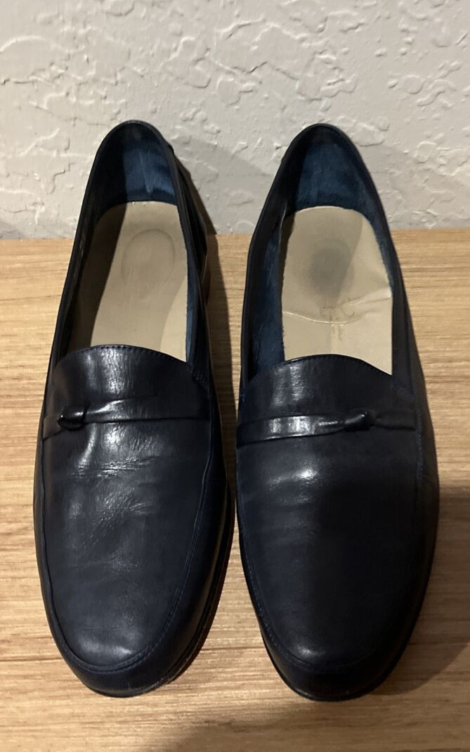 Mario Pennini Navy Blue Italian Leather Men's loafers… - Gem