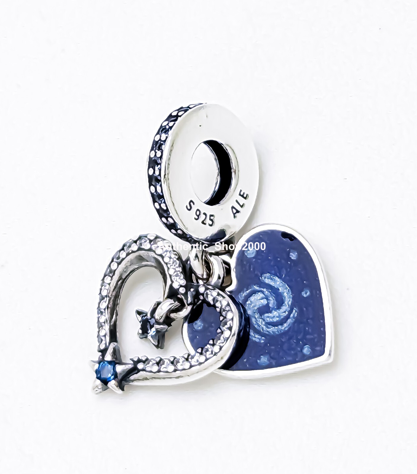 New 100% PANDORA 925 Celestial Shooting Star Heart Double Dangle Charm ...