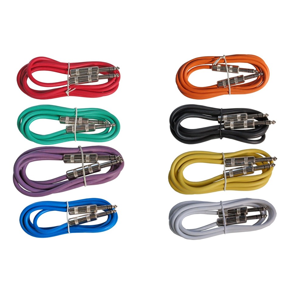 8 pack colored 6 ft foot 1/4 TRS stereo shielded balanced audio patch ...
