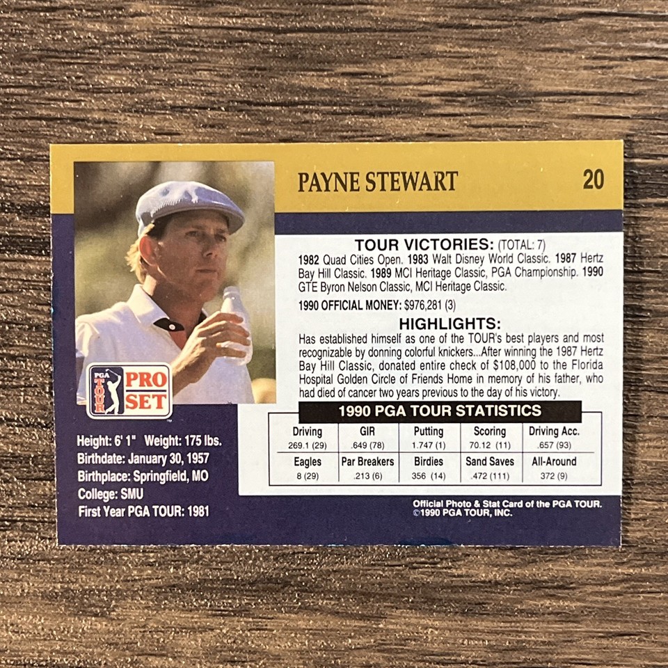 1990 Pro Set PGA Tour Card of Hall of Famer The Late Payne Stewart💥#20 ...