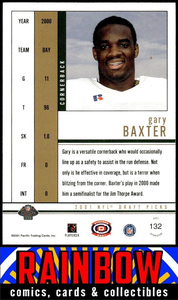 2001 Pacific Dynagon #132 Gary Baxter Rookie Baylor Bears | eBay