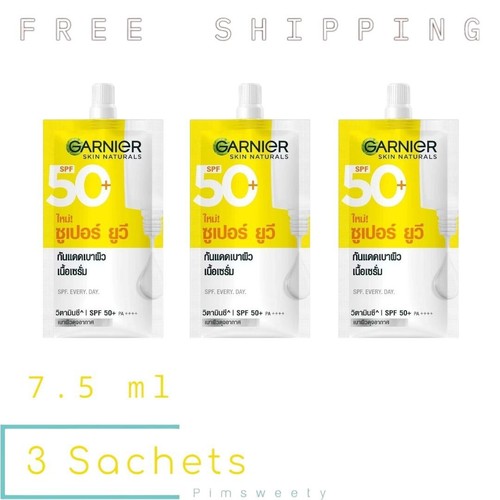 3 Sachets X 7 ml Garnier Skin Naturals Super UV-Invisible Serum SPF 50 ...